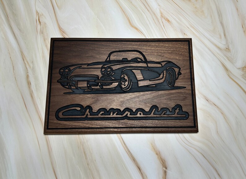 Classic Corvette Chevrolet Plaque Car Enthusiast Corvette Wall Art Man ...