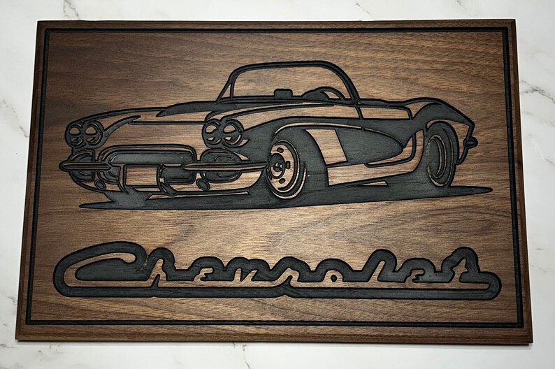 Classic Corvette Chevrolet Plaque Car Enthusiast Corvette Wall Art Man ...