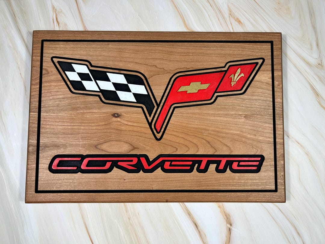 Corvette C6 Sign, Car Enthusiast, Corvette Symbol, Carved Wall Art Man ...