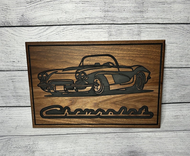 Classic Corvette Chevrolet Plaque Car Enthusiast Corvette Wall Art Man ...