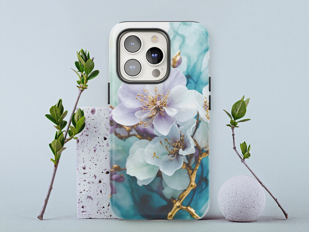 Phone Case, Purple Blue Flowers Alcohol Inks Impact-resistant Floral ...