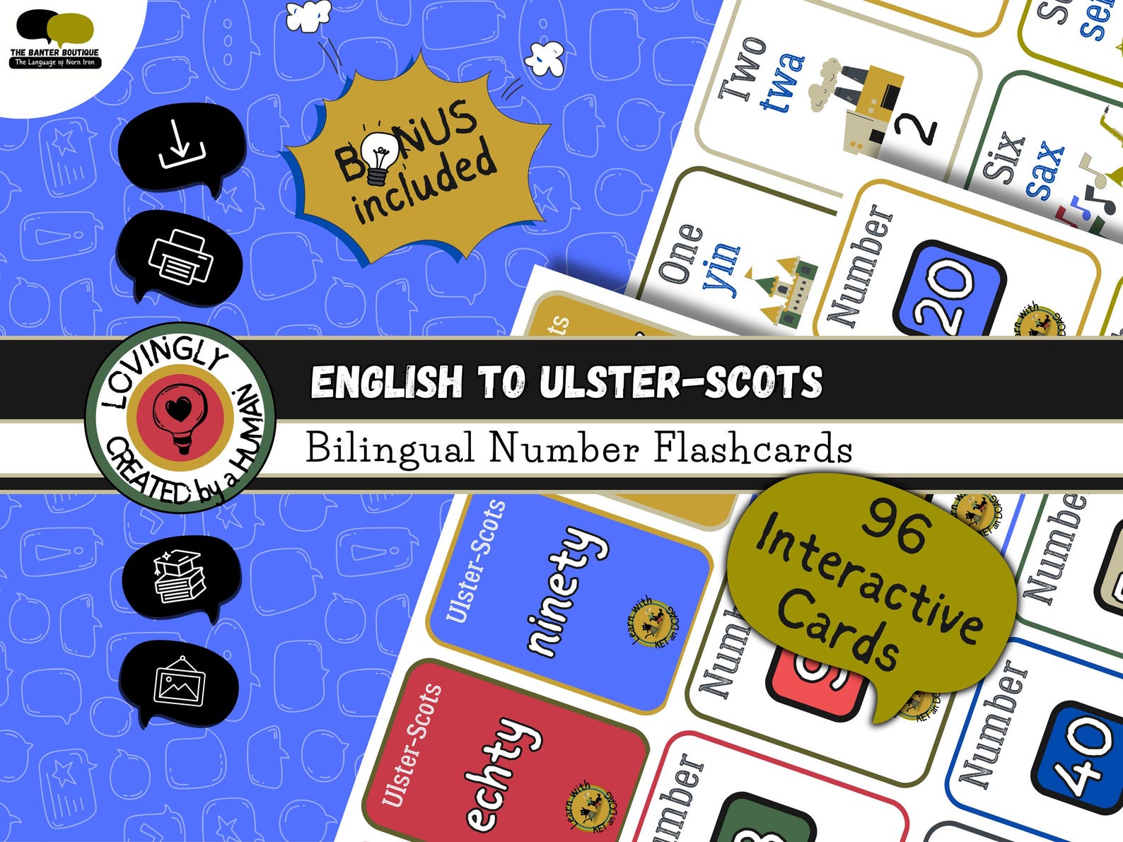 Number Flashcards Printable Unique Ulster-scots Digital Download ...