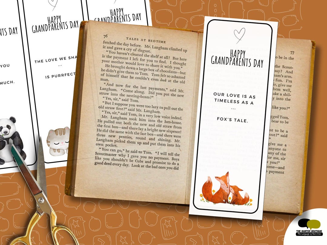 Happy Grandparents Day Bookmark Printable | DIY Craft Animal Bookmarks ...