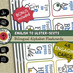 Ulster-scots ABC Flashcards Printable Unique Digital Download Bilingual ...