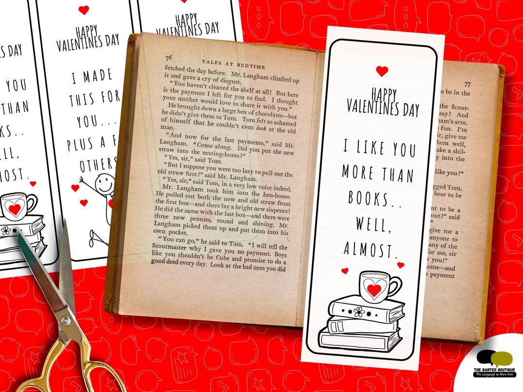 Valentines Printable Bookmark, Charming Digital Download to Celebrate ...