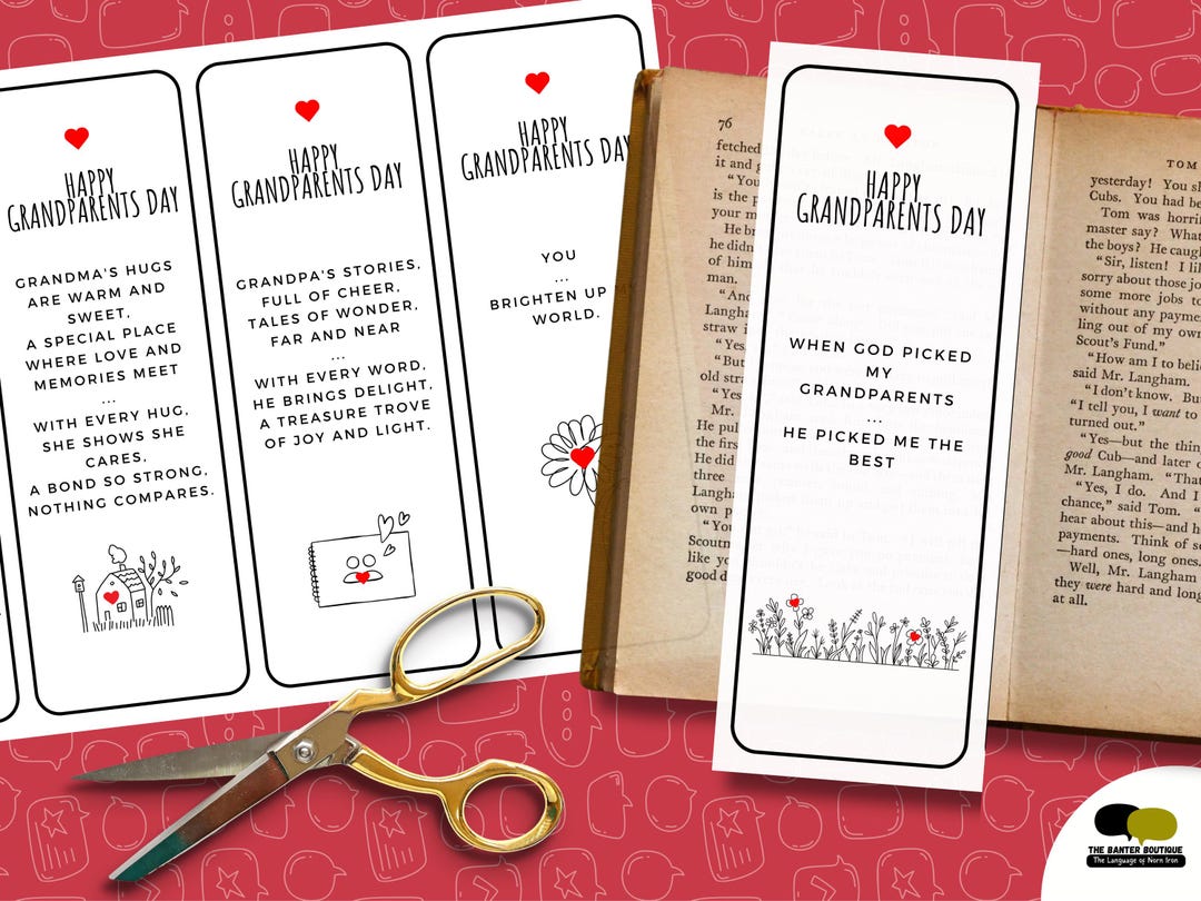 Happy Grandparents Day Bookmark Printable | DIY Craft Bookmarks ...