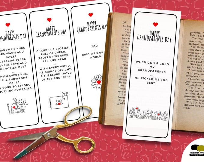 Grandparents Day Bookmarks Printable Grandparent's Day Activity Grandpa ...
