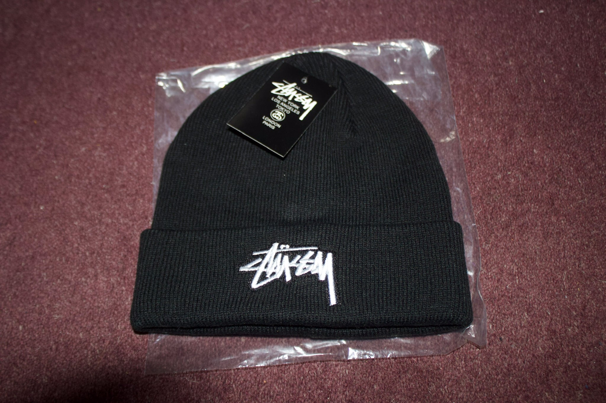 Gorro Stussy negro con logo blanco Nuevo - Etsy España