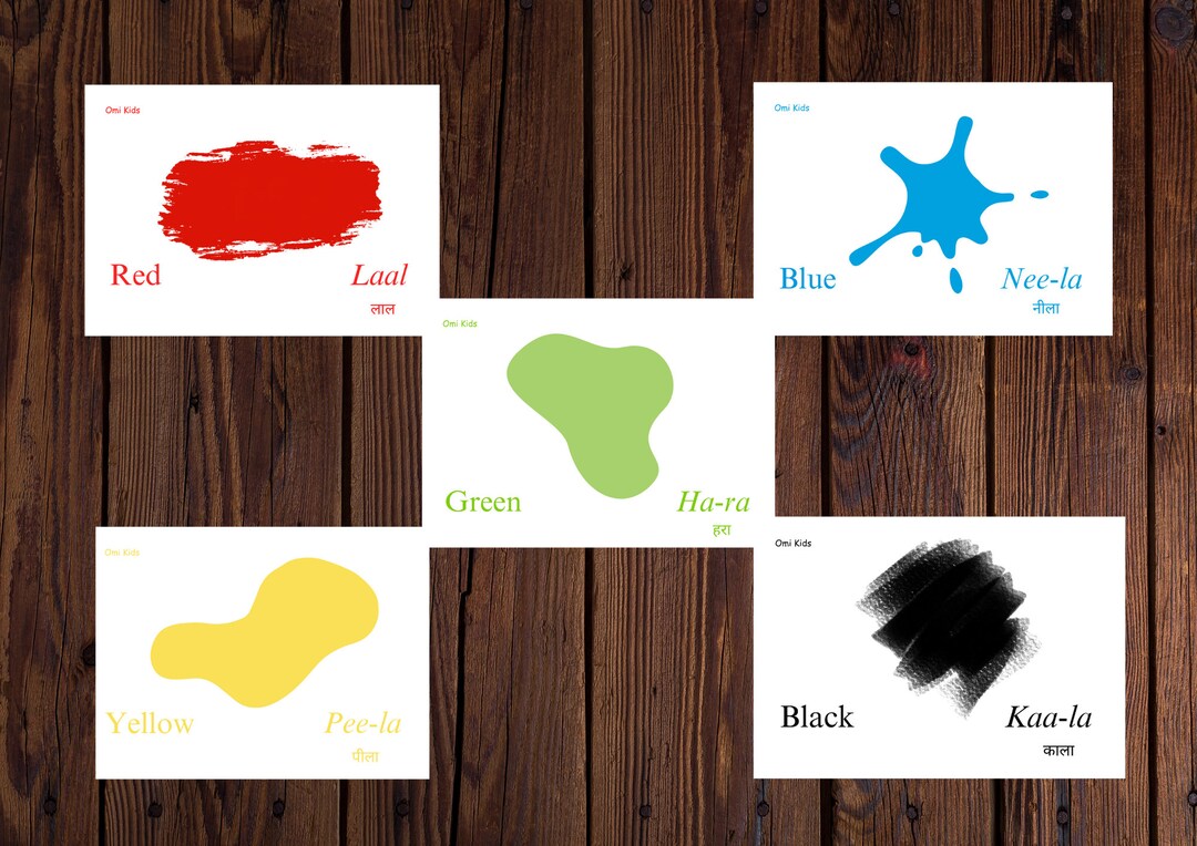 Bilingual English to Hindi Colors Flashcards - Etsy