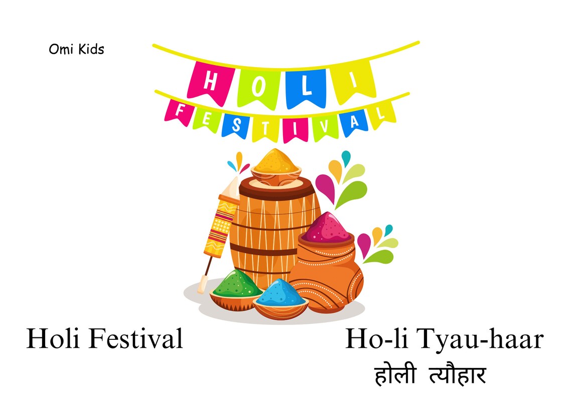 Bilingual English to Hindi Holi Festival Flashcards - Etsy