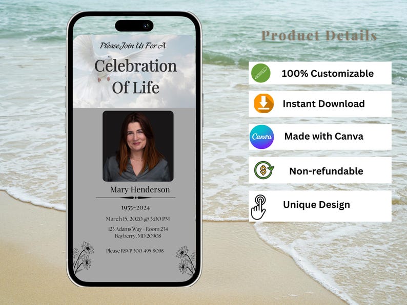 Digital Funeral Celebration of Life Invitation Create a Unique ...