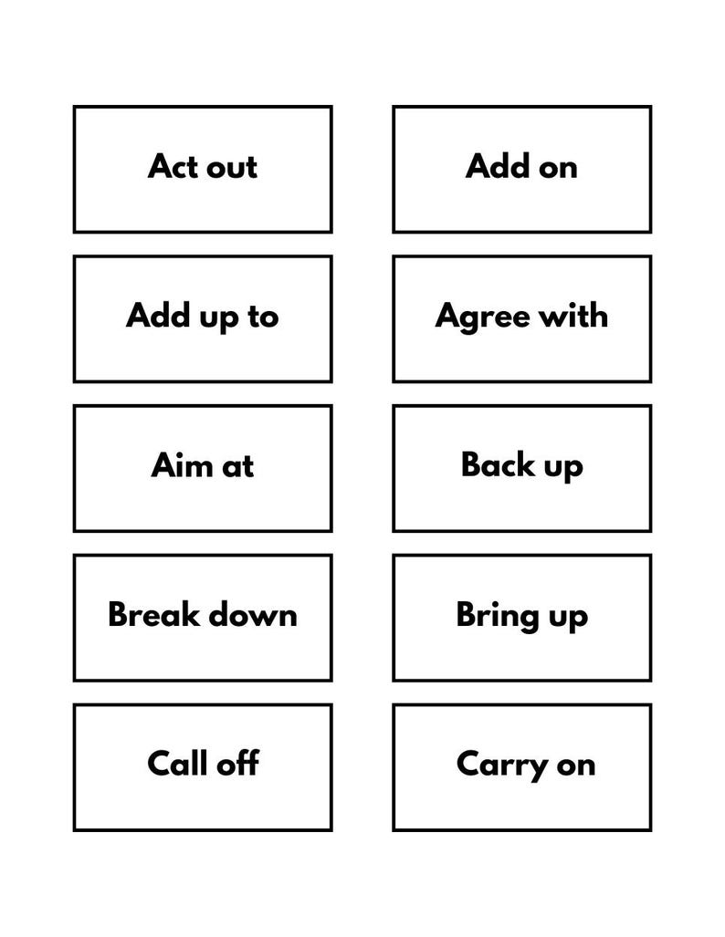 50 Essential Phrasal Verbs Flashcards – ESL Printable for English ...