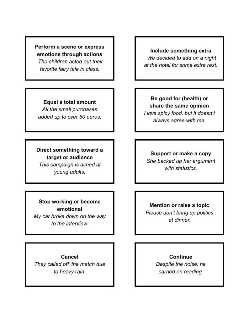 50 Essential Phrasal Verbs Flashcards – ESL Printable for English ...