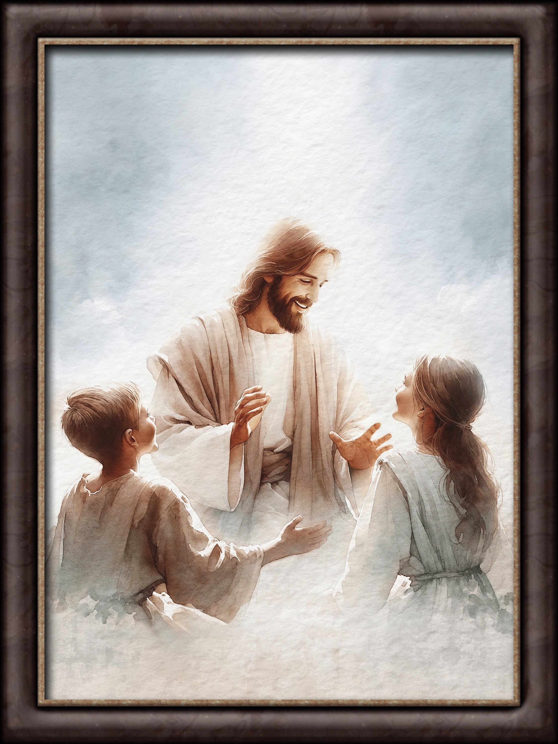 Jesus With Children Art, Jesus With Children Painting, Christ and ...