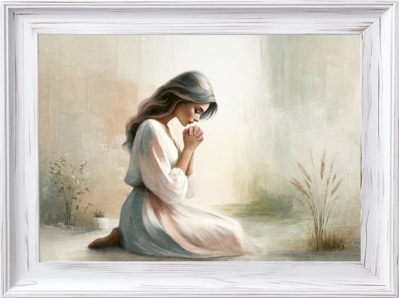 Woman Praying Art: Modern Christian Home Decor (digital Download) - Etsy