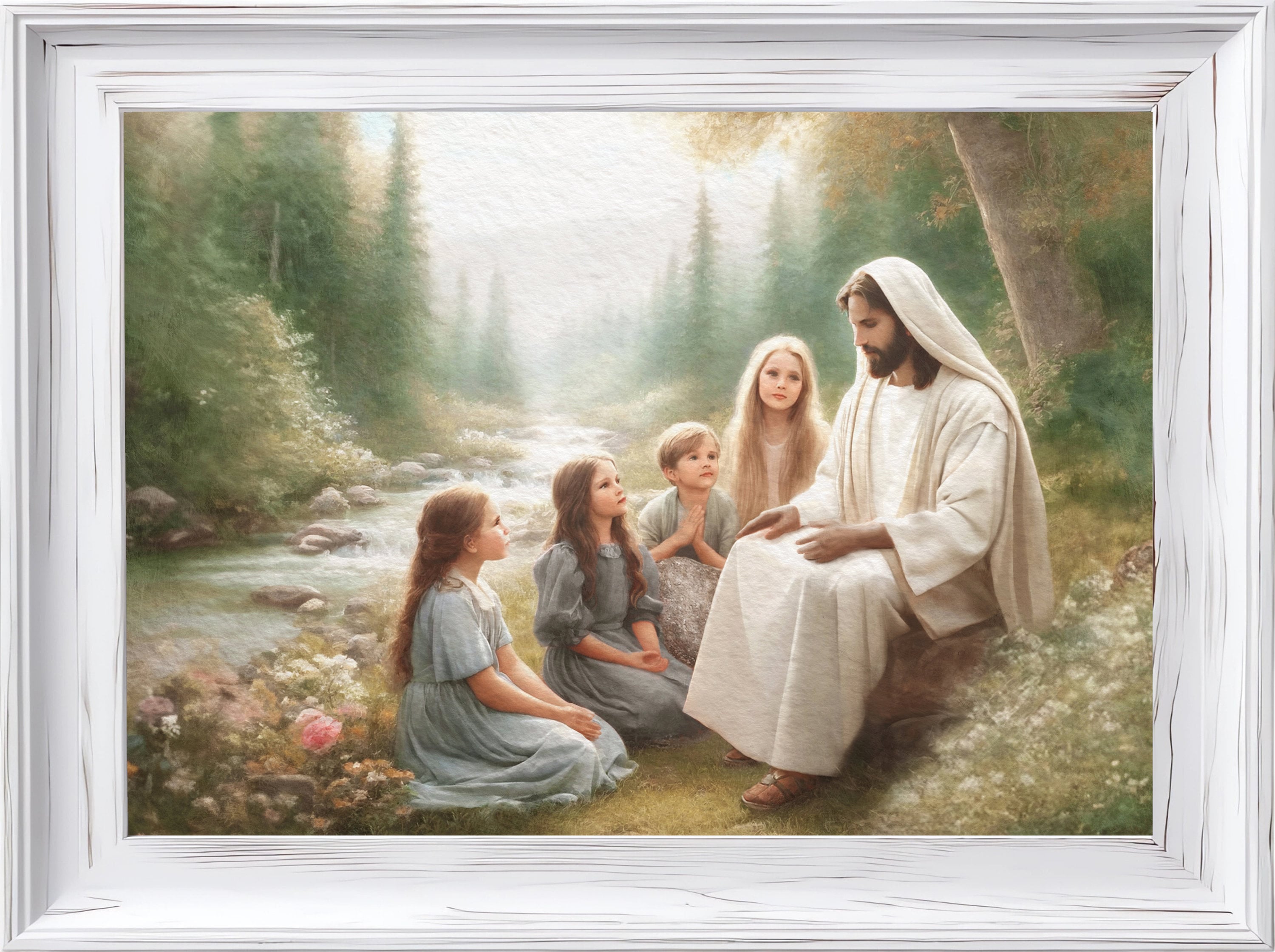 Jesus Teaching Children, Digital Art, LDS Art, Jesus Wall Art, Bible ...