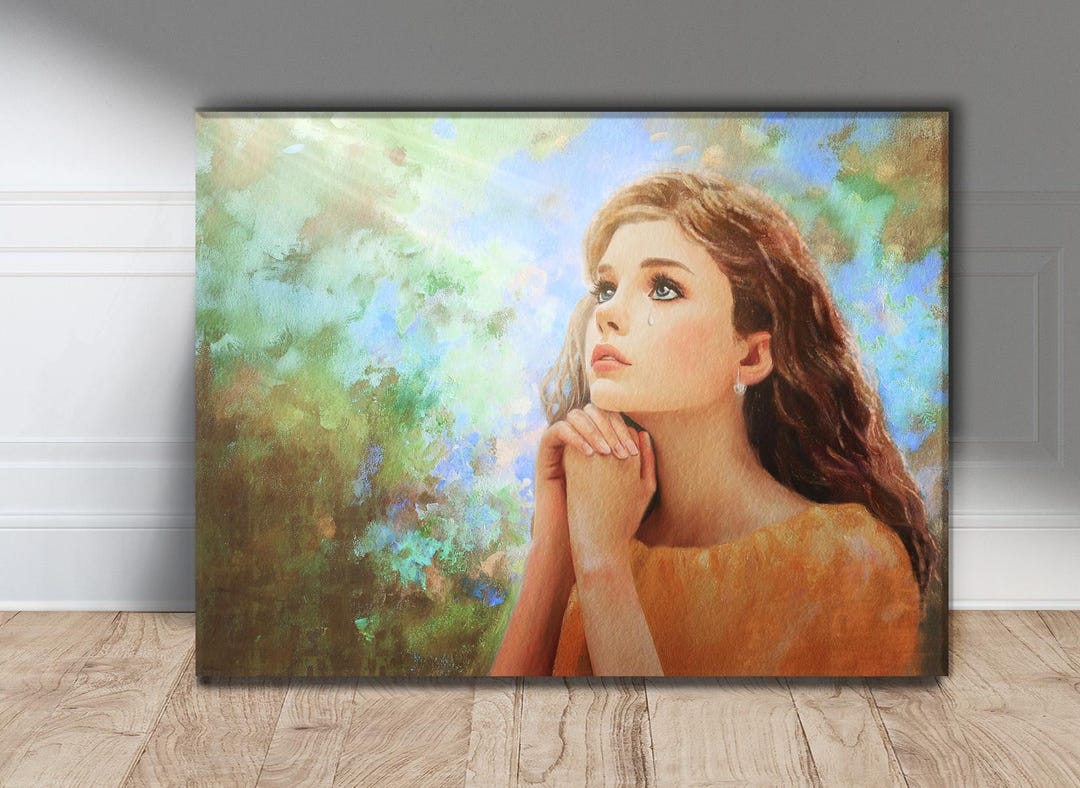 Young Woman Praying Art: Modern Christian Home Decor (digital Download ...
