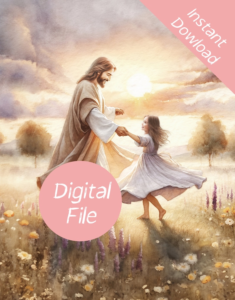 Jesus Dancing With Girl, Printable Wall Art, LDS Art, Christian Art ...