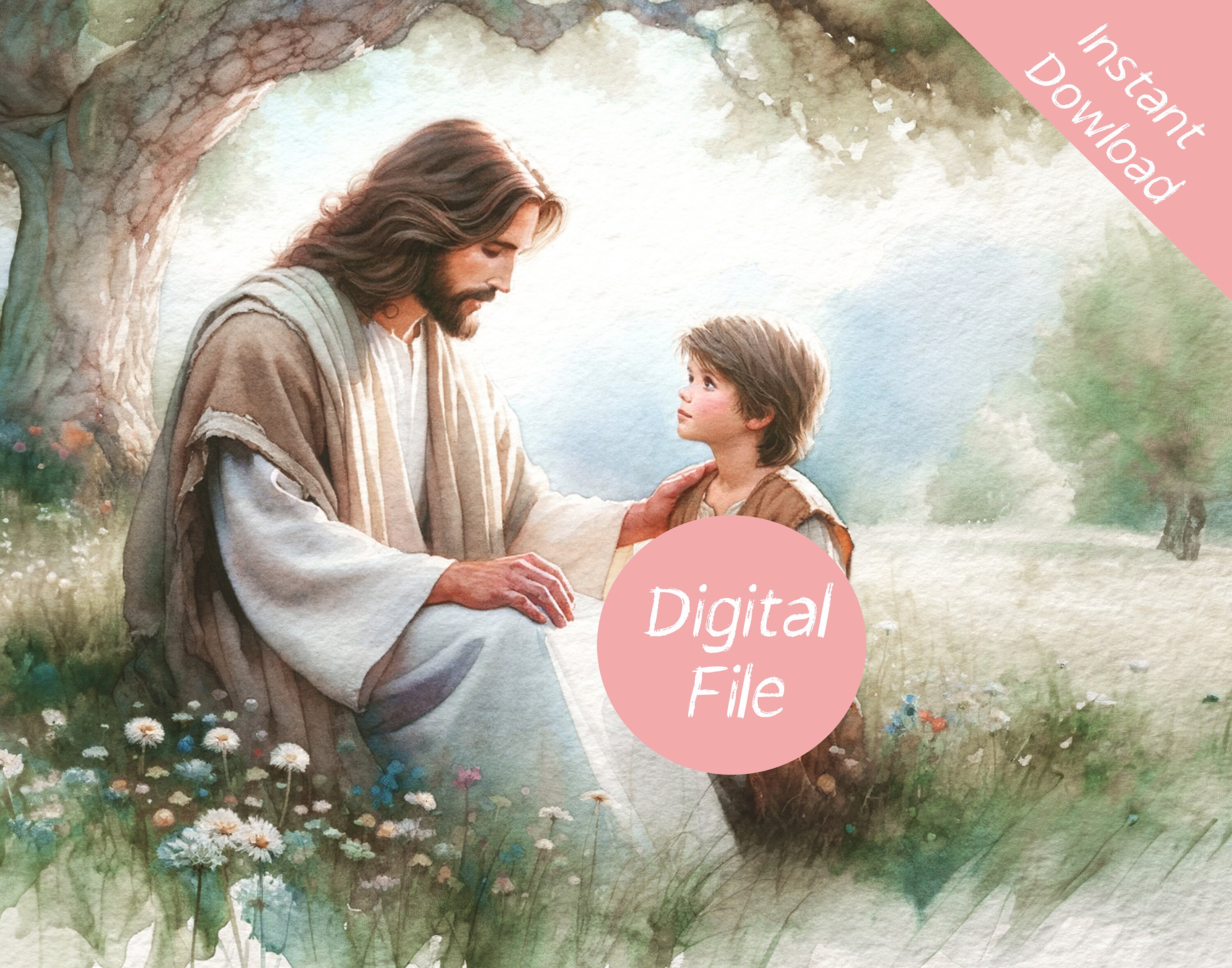 Jesus Talking With Boy, Printable Wall Art, LDS Art, Christian Art ...