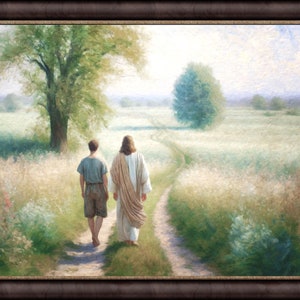 Jesus Walking With Young Man, Christian Art, Gift for Him, LDS Art ...