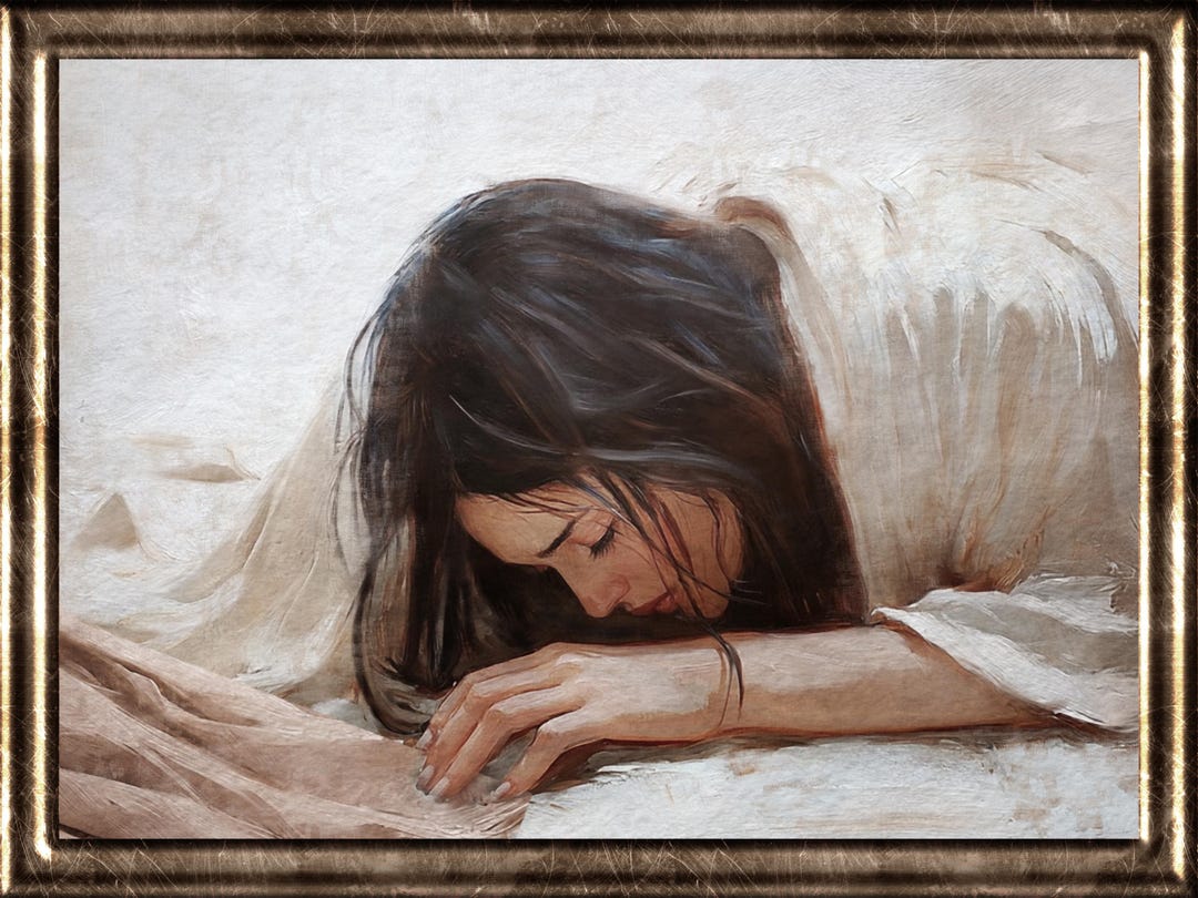 Woman Touching Jesus' Garment Painting: Bible Story Christian Art ...