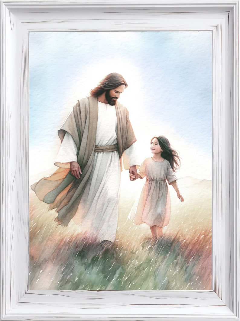 Jesus and Girl Art Print: Christian Home Decor (digital Download) - Etsy