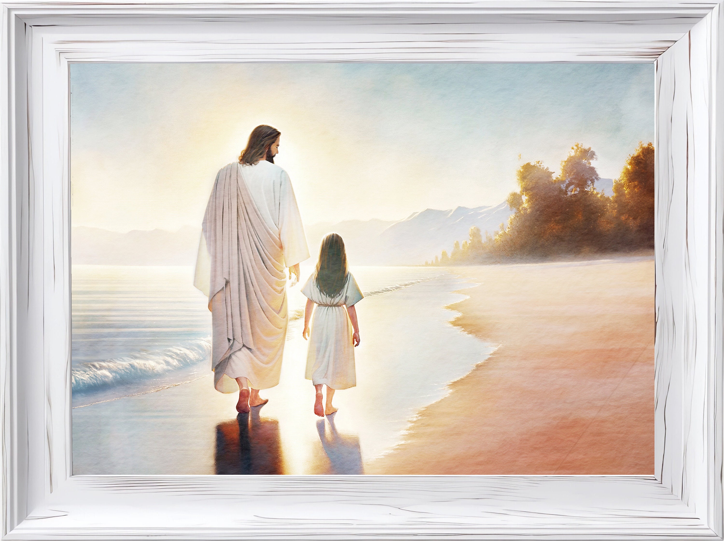 Printable Wall Art, LDS Art, Jesus Walking With Girl, Religious Home ...