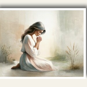Woman Praying Art: Modern Christian Home Decor (digital Download) - Etsy