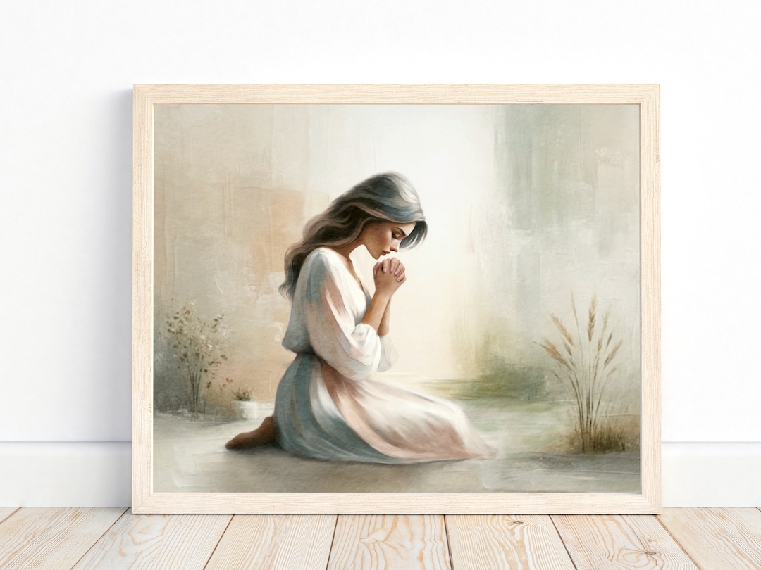 Printable Wall Art, Woman Praying, LDS Art, Modern Christian Wall Art ...