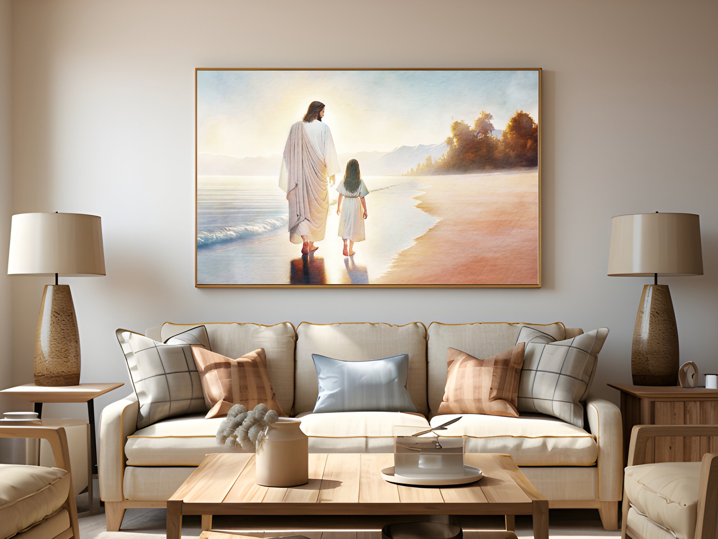 Printable Wall Art, LDS Art, Jesus Walking With Girl, Religious Home ...