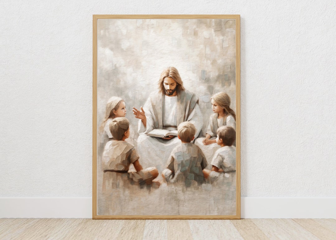 Jesus Teaching Children Art Print: Christian Wall Art, Spiritual Gift ...
