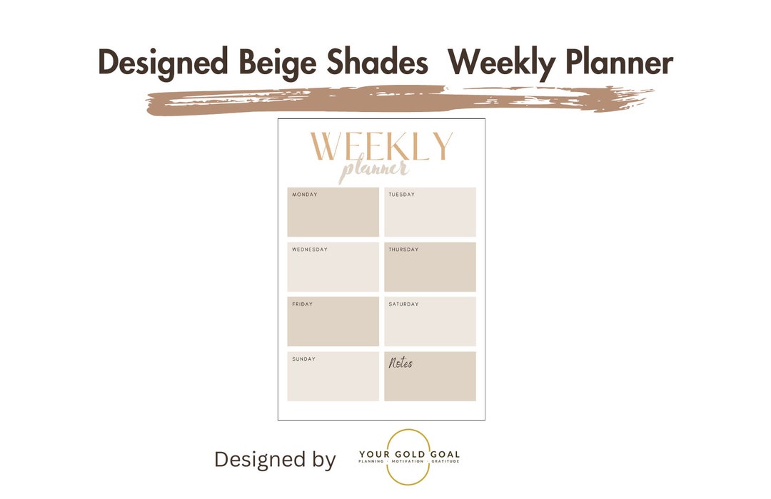 Designed Beige Weekly Planner Printable PDF - Etsy