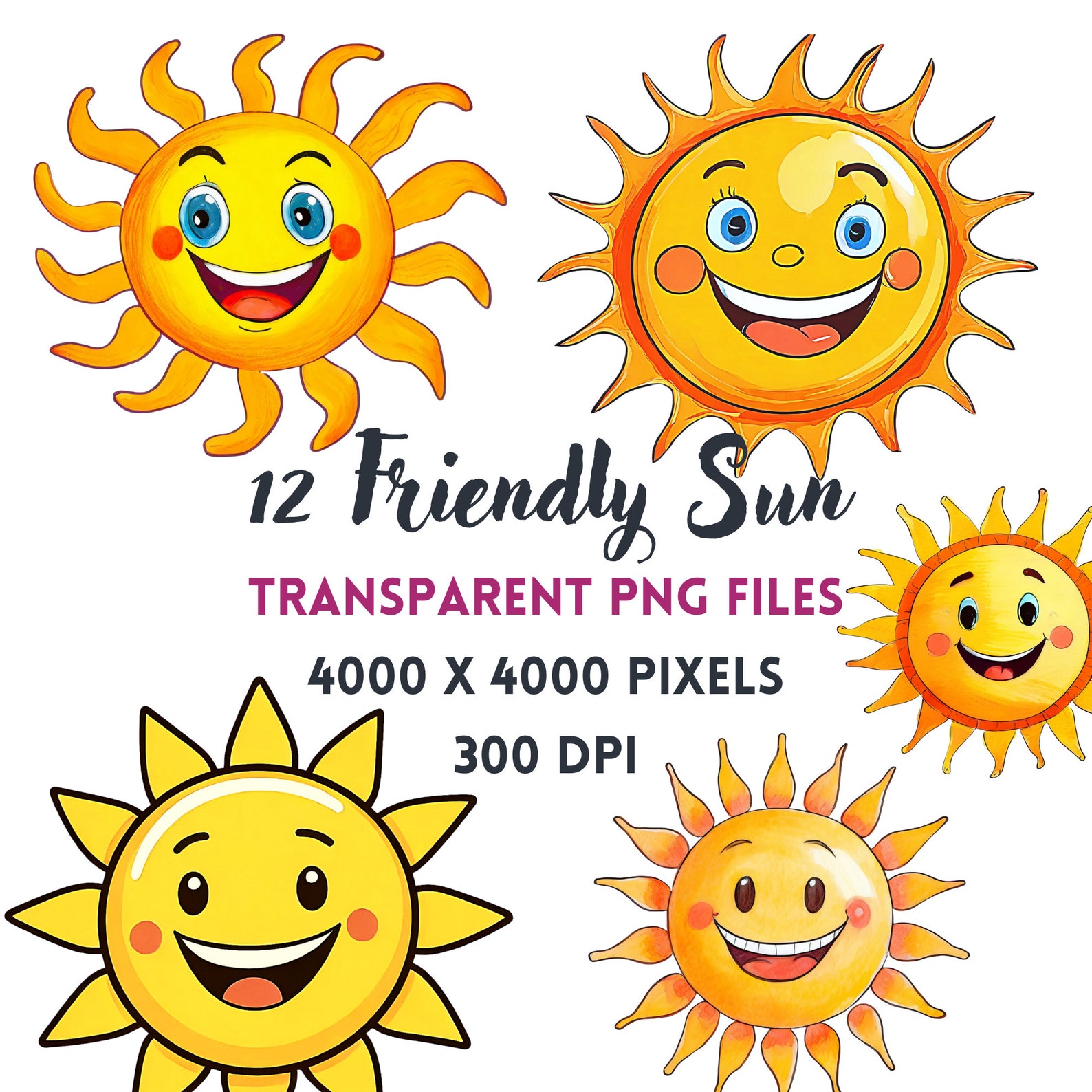 High Resolution Sun Clipart | Smiling Sun PNG | Happy Sun PNG | Smiling ...