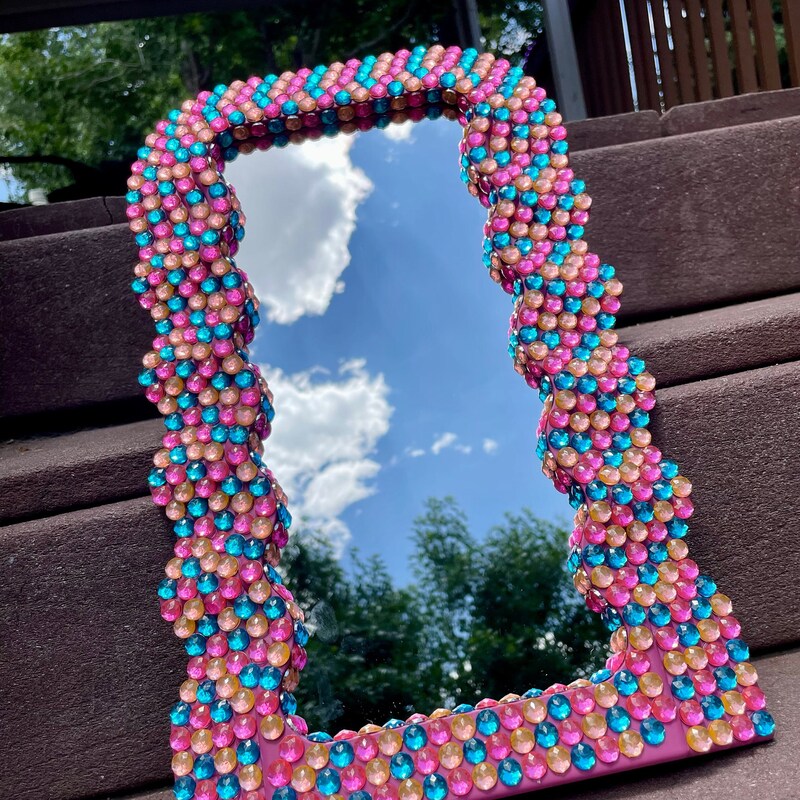 Rhinestone Mirror - Etsy