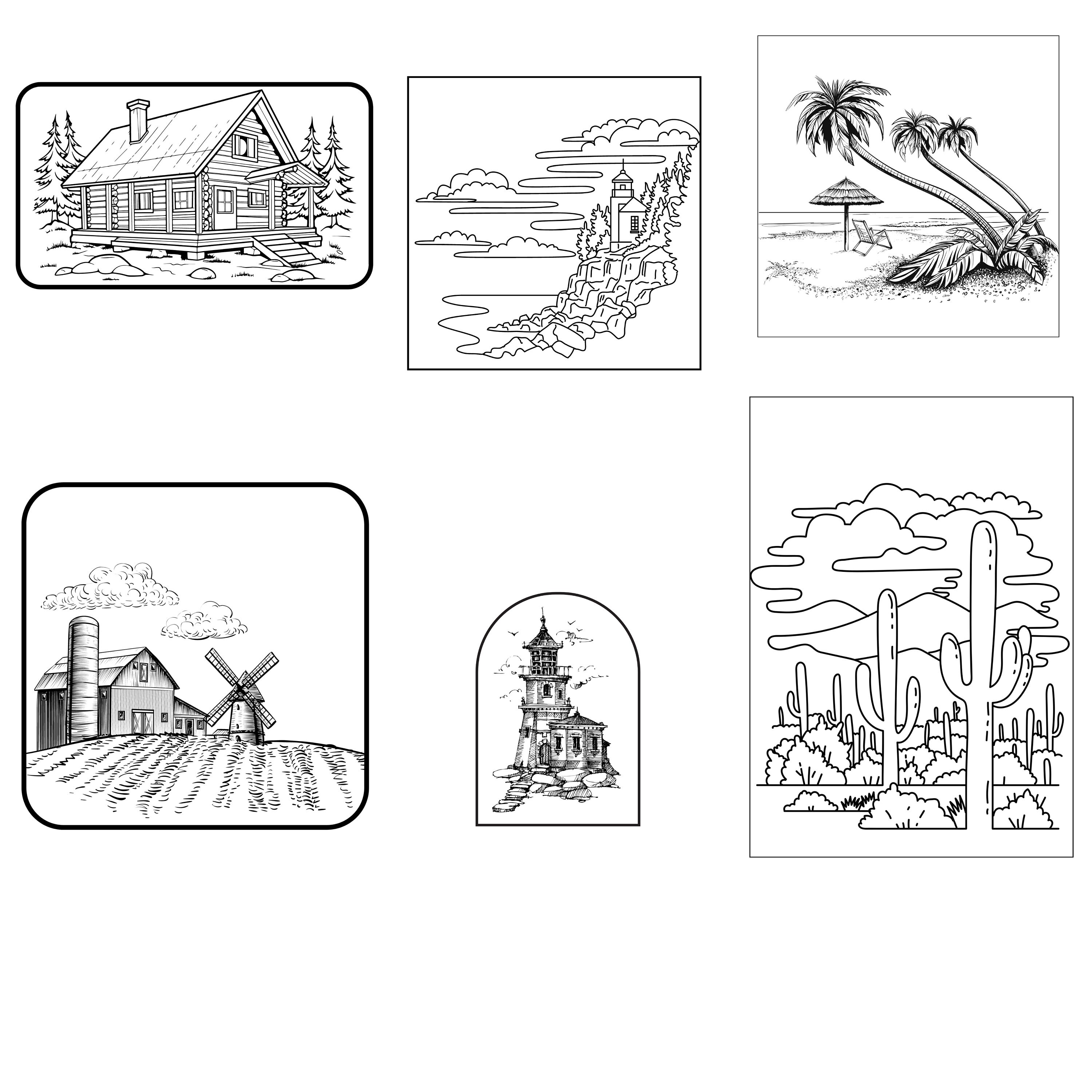 21 Scenic Destination Coloring Pages - Etsy