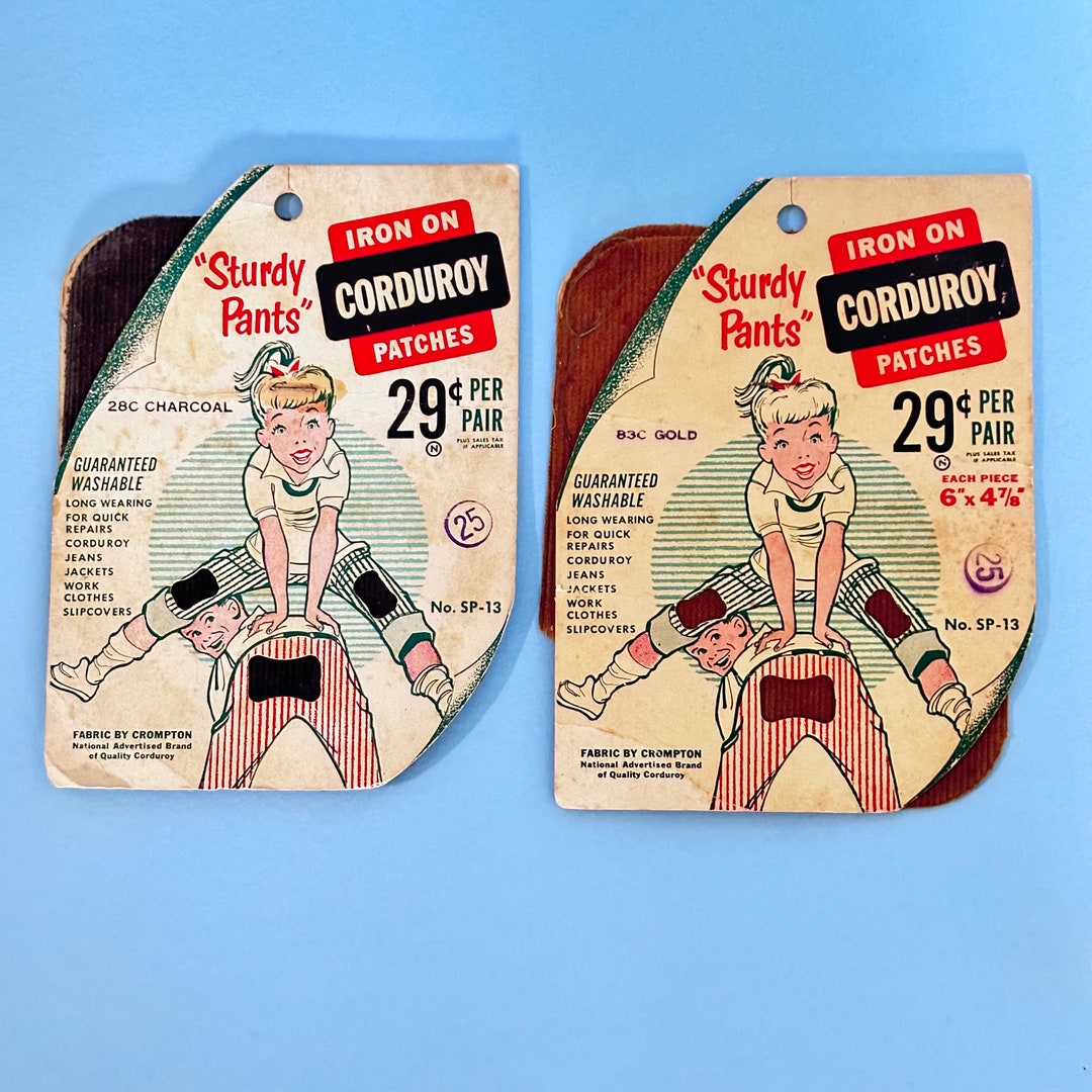 Vintage Corduroy Iron on Pants Patches Sturdy Pants Original Package ...