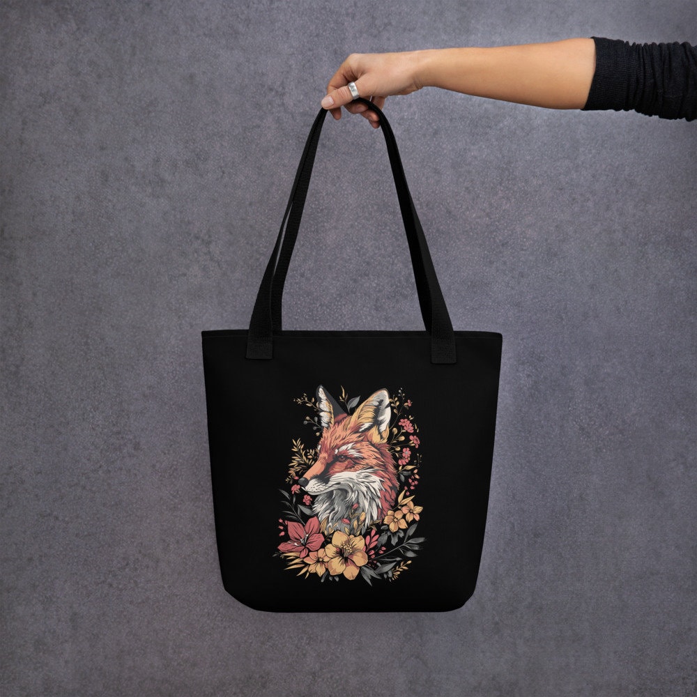 Cottagecore Fox Tote Bag, Cute Fox Shopping Bag, Forestcore Tote Bag ...