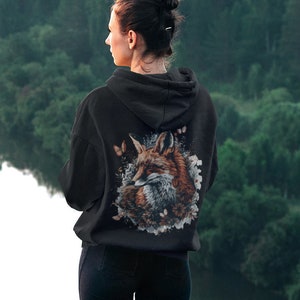 Floral Fox Hoodie, Forest Queen Hoodie, Elegant Fox Sweatshirt, Cute ...