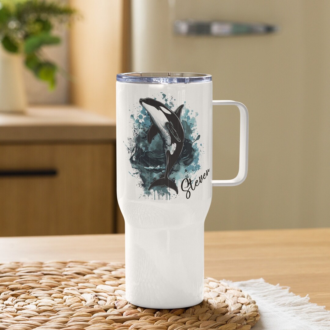 Personalized Orca 40oz, Travel Mug With A Handle, Custom Killer Whale ...
