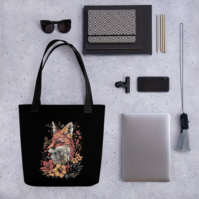 Cottagecore Fox Tote Bag, Cute Fox Shopping Bag, Forestcore Tote Bag ...