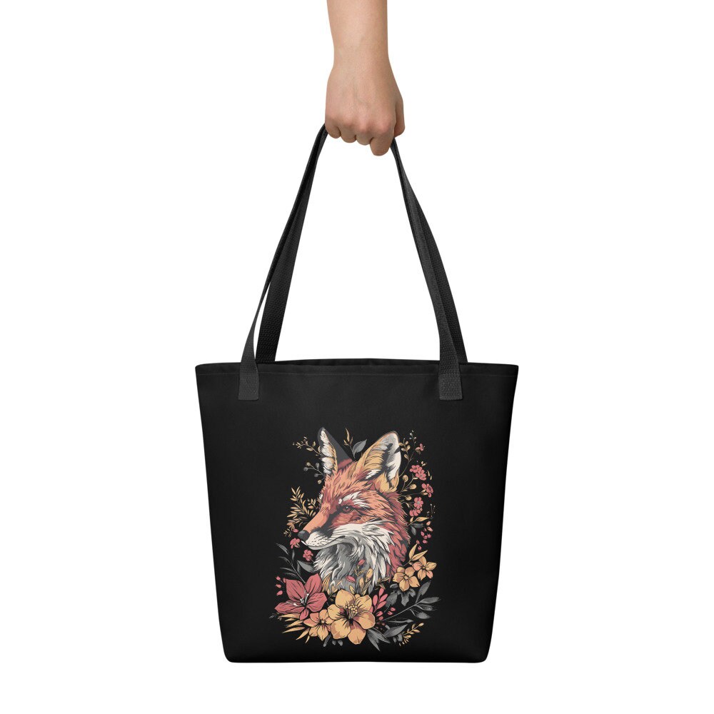 Cottagecore Fox Tote Bag, Cute Fox Shopping Bag, Forestcore Tote Bag ...