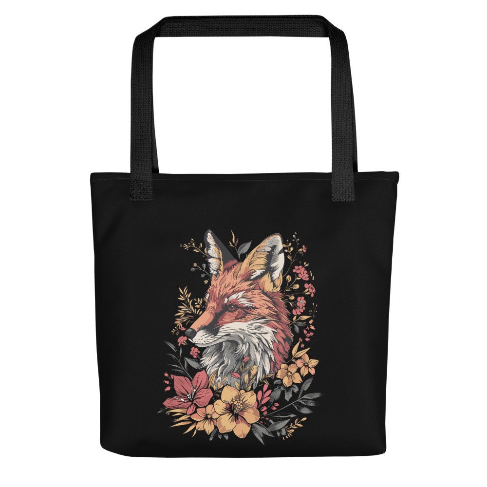 Cottagecore Fox Tote Bag, Cute Fox Shopping Bag, Forestcore Tote Bag ...