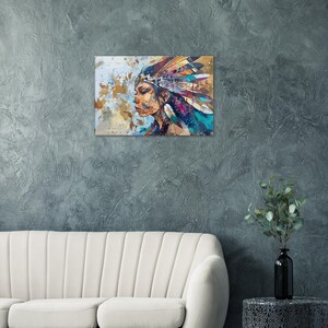 Colorful Native Indian Cherokee Print Abstract Tribal Painting Feminine ...