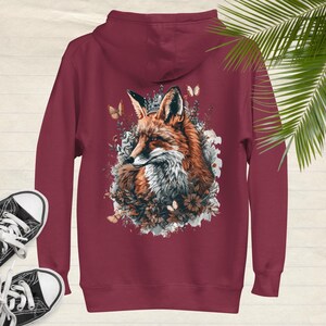 Floral Fox Hoodie, Forest Queen Hoodie, Elegant Fox Sweatshirt, Cute ...
