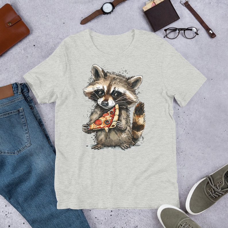 Funny Raccoon T-shirt, Funny Pizza T-shirt, Trash Panda Tee, Cute ...