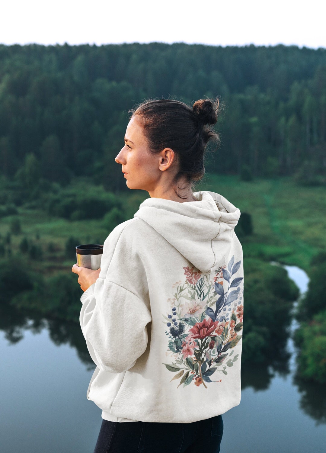Cottagecore Wildflower Hoodie, Boho Pressed Flower Sweatshirt ...