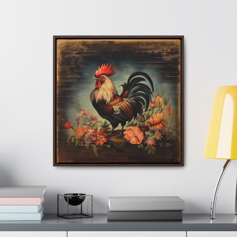 Colorful Rooster on Wood Panel Print, Farmhouse Rooster Art, Country ...