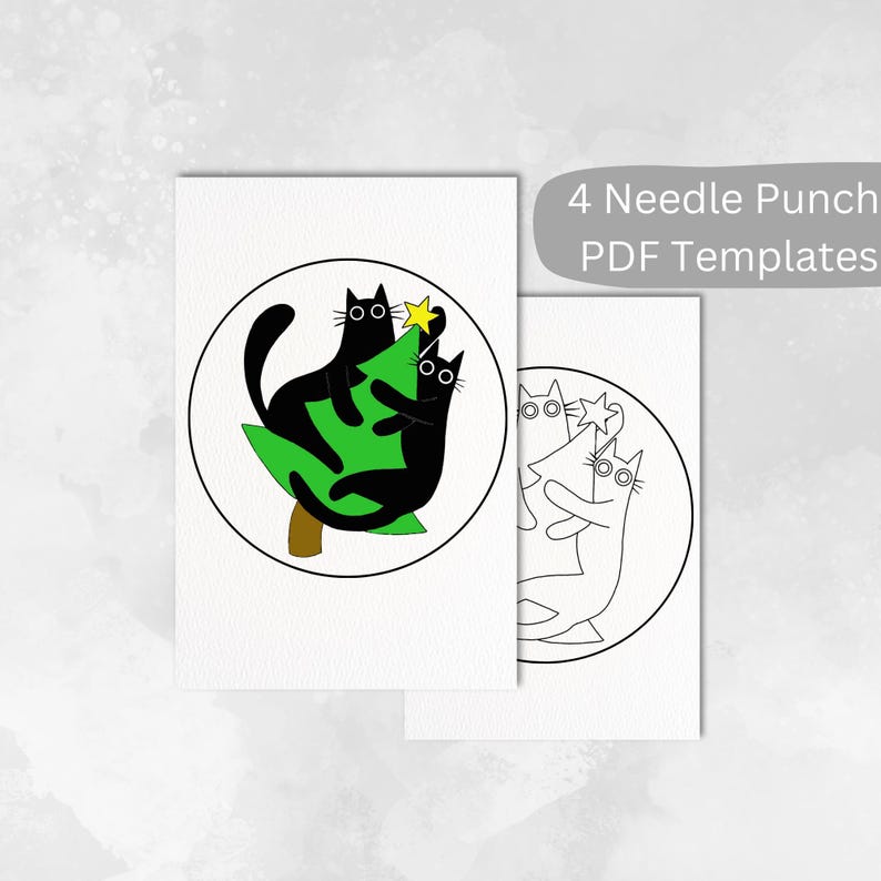 Black Cat Punch Needle Pattern. Embroidery Template PDF Digital Download - Etsy