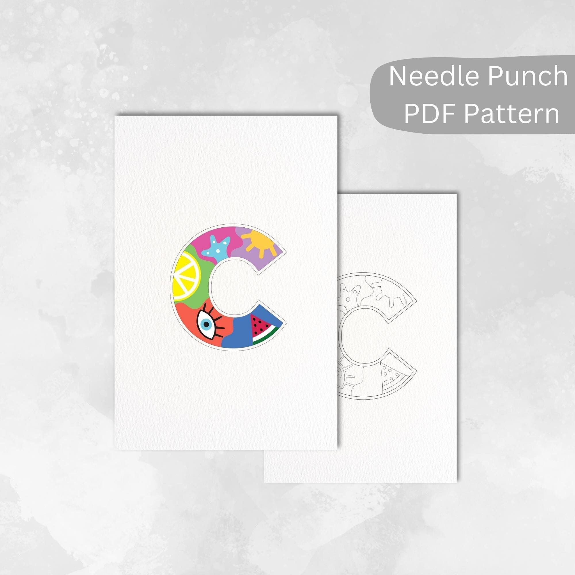 Punch Needle Pattern Letter C. Embroidery Template PDF Digital Download ...