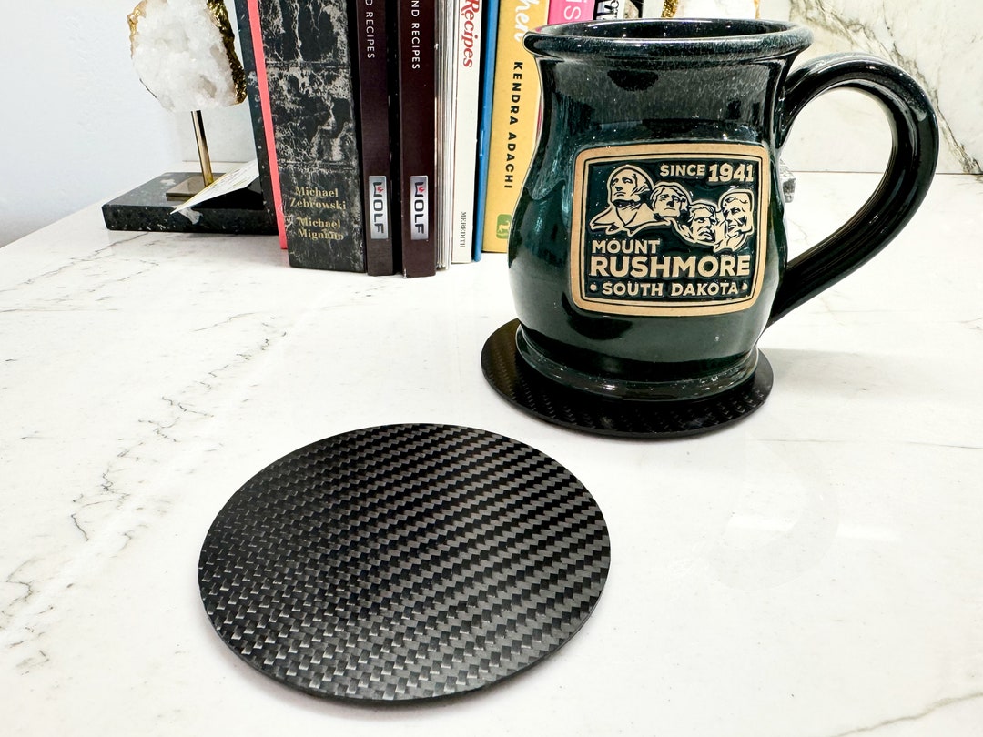 2x Carbon Fiber Coaster Set Large for Drink Coffee Garage Kitchen ...
